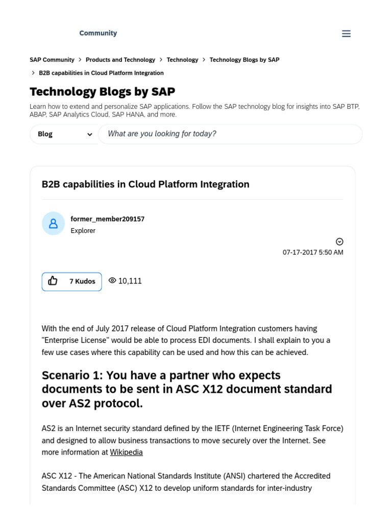 B2B Capabilities in Cloud Platform Integration - SAP Community | PDF ...