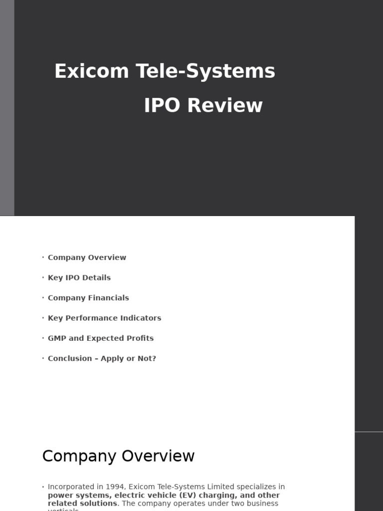 Exicom Tele-Systems IPO Analysis 2024 | PDF | Initial Public Offering ...