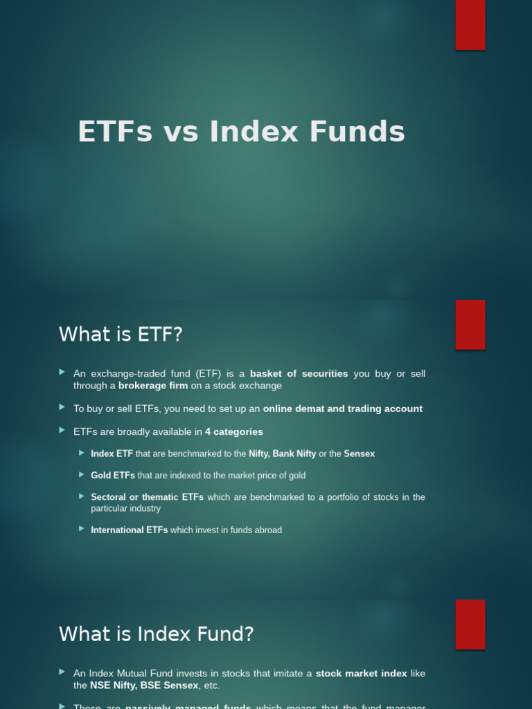 ETFs Vs Index Funds | PDF | Investment Fund | Exchange Traded Fund