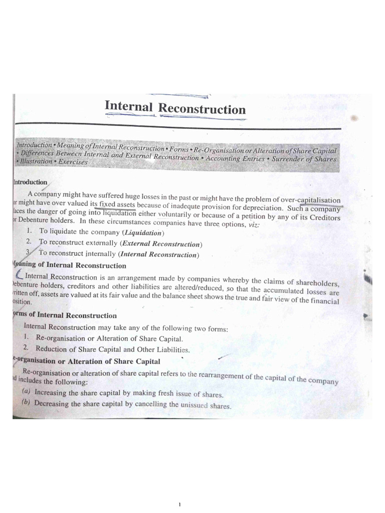 Internal Reconstruction | PDF