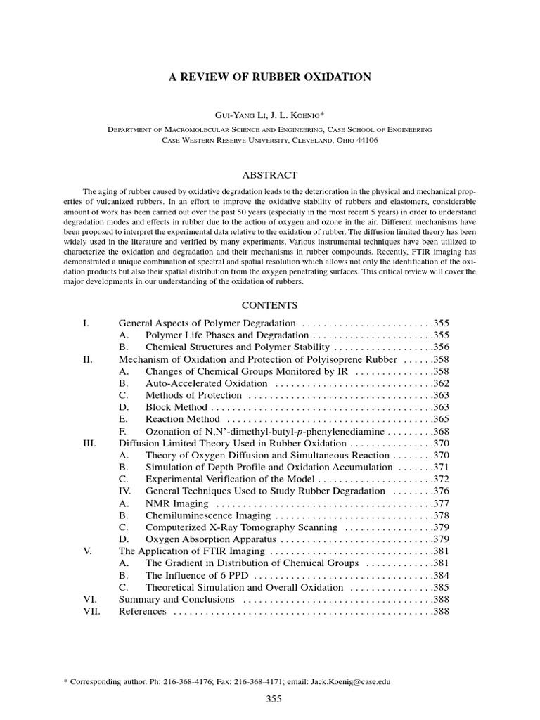 Rubber Oxidation: A Critical Review | PDF | Polymers | Physical Sciences