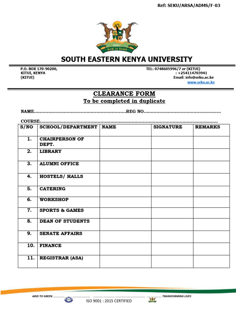 Students Clearance Form | PDF
