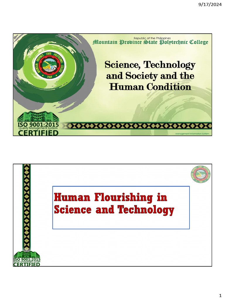 STS and Human Condition Human Flourishing in ST - 092612 | PDF