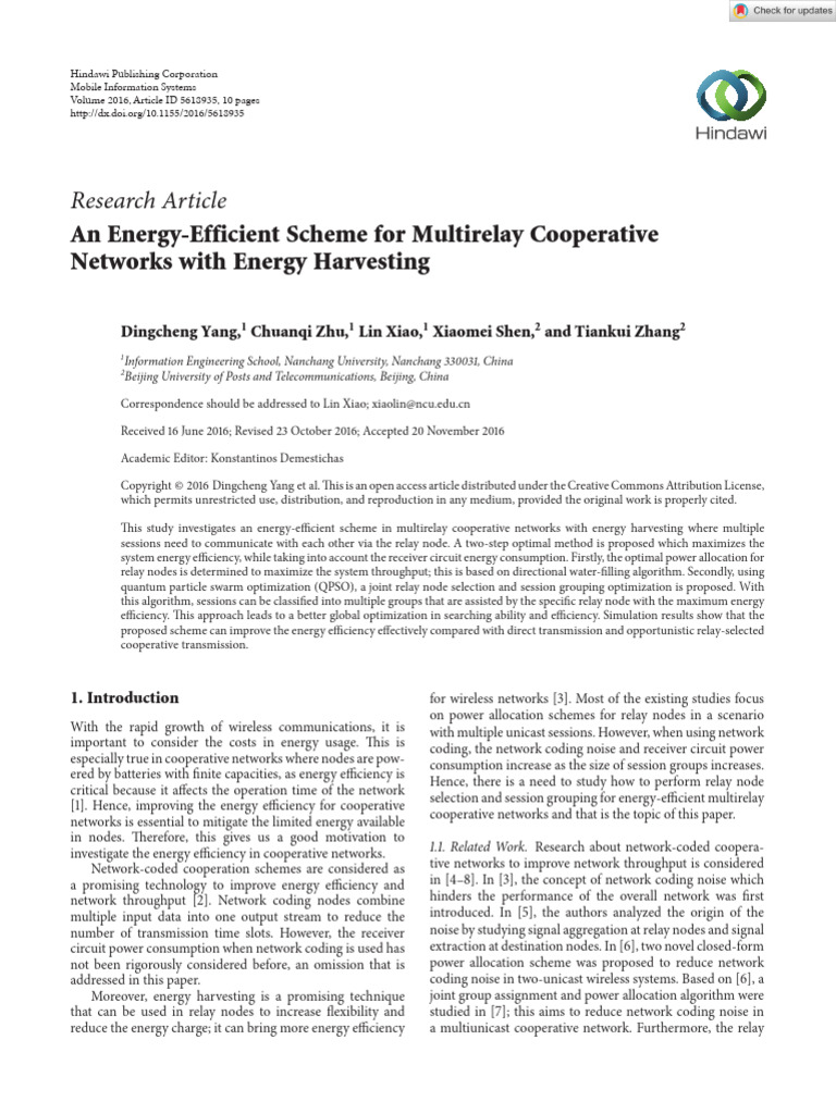 Mobile Information Systems - 2016 - Yang - An Energy Efficient Scheme For Multirelay Cooperative ...