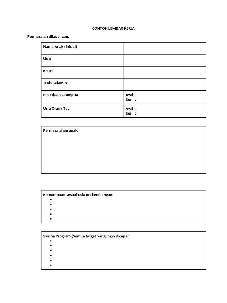 Contoh Lembar Kerja | PDF