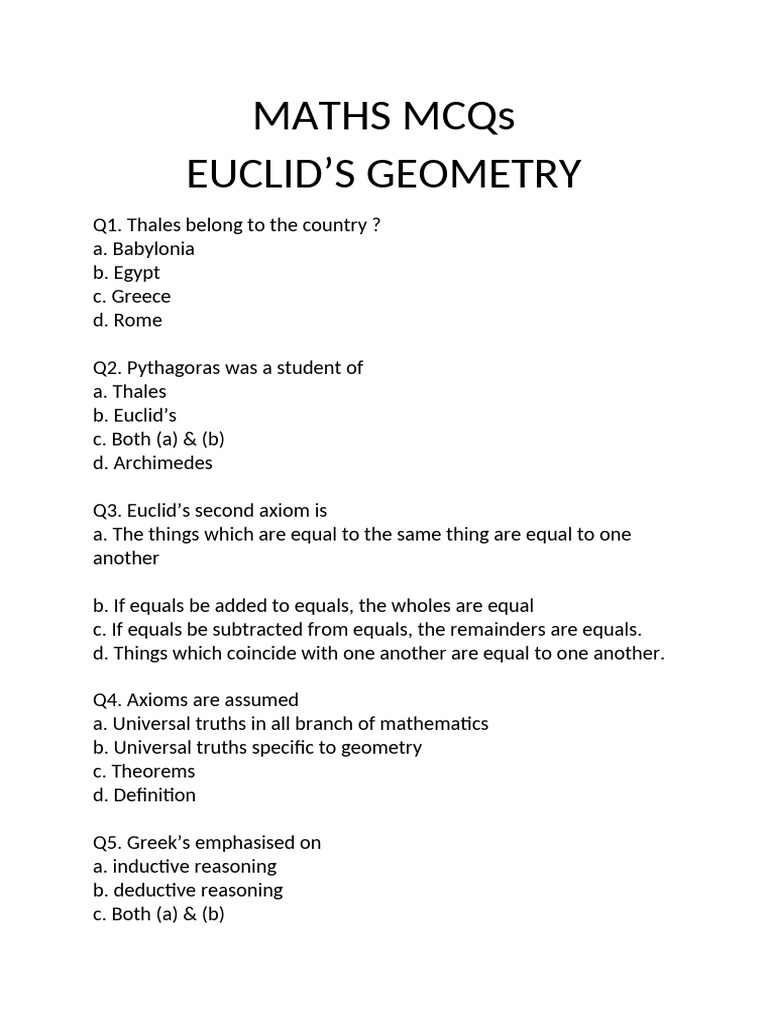 MATHS MCQs | PDF | Social Science | Science & Mathematics