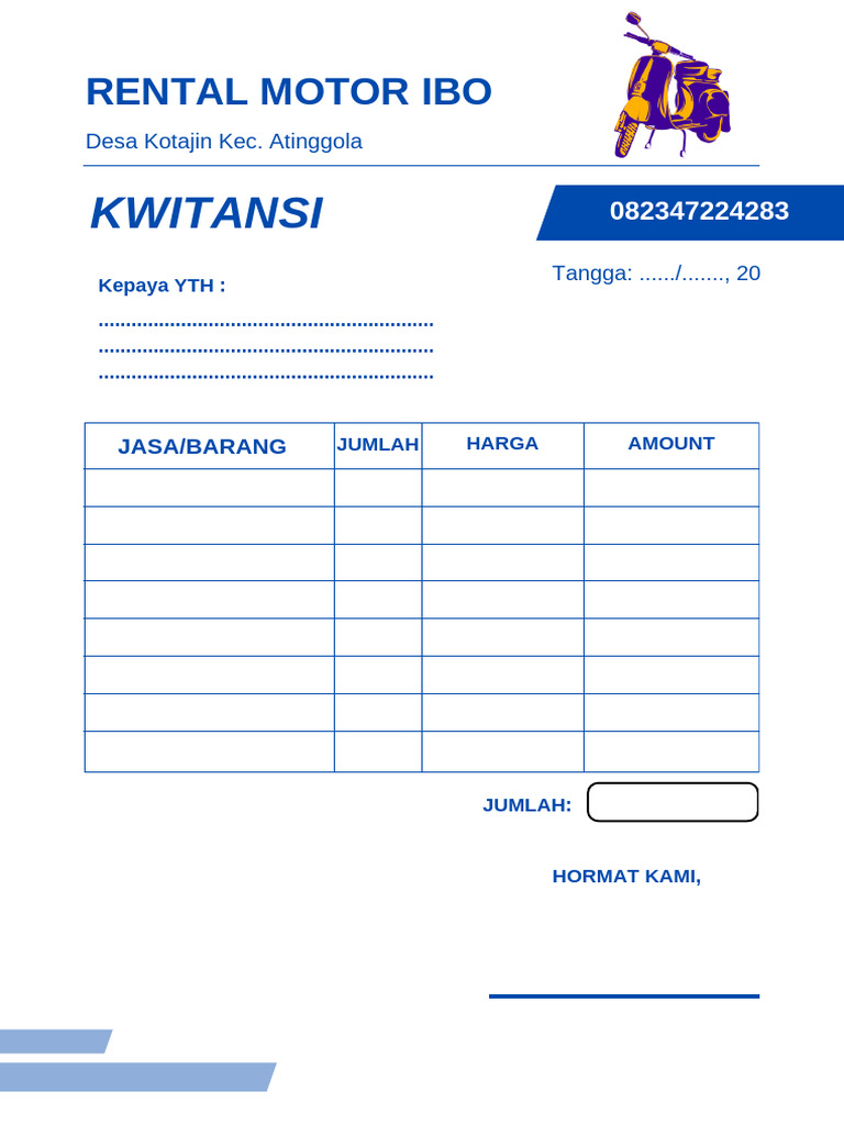 White and Blue Modern Hardware Store Invoice Receipt | PDF