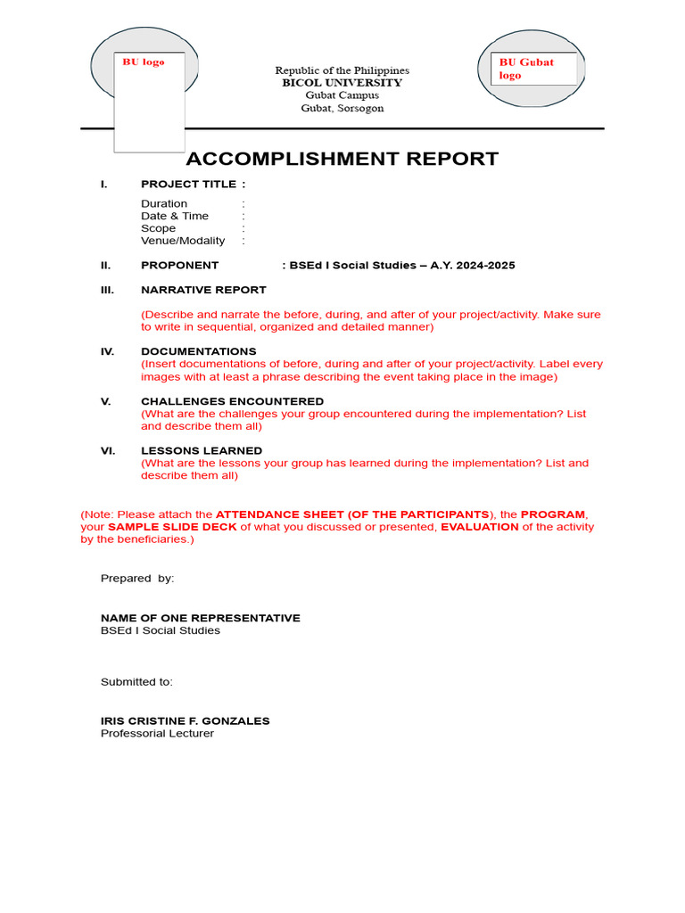Accomplishment Report Format | PDF | Art