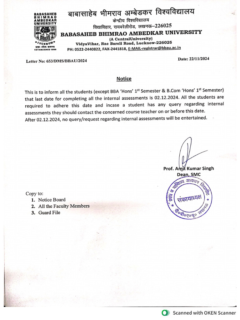 Notice Internal Assessment | PDF