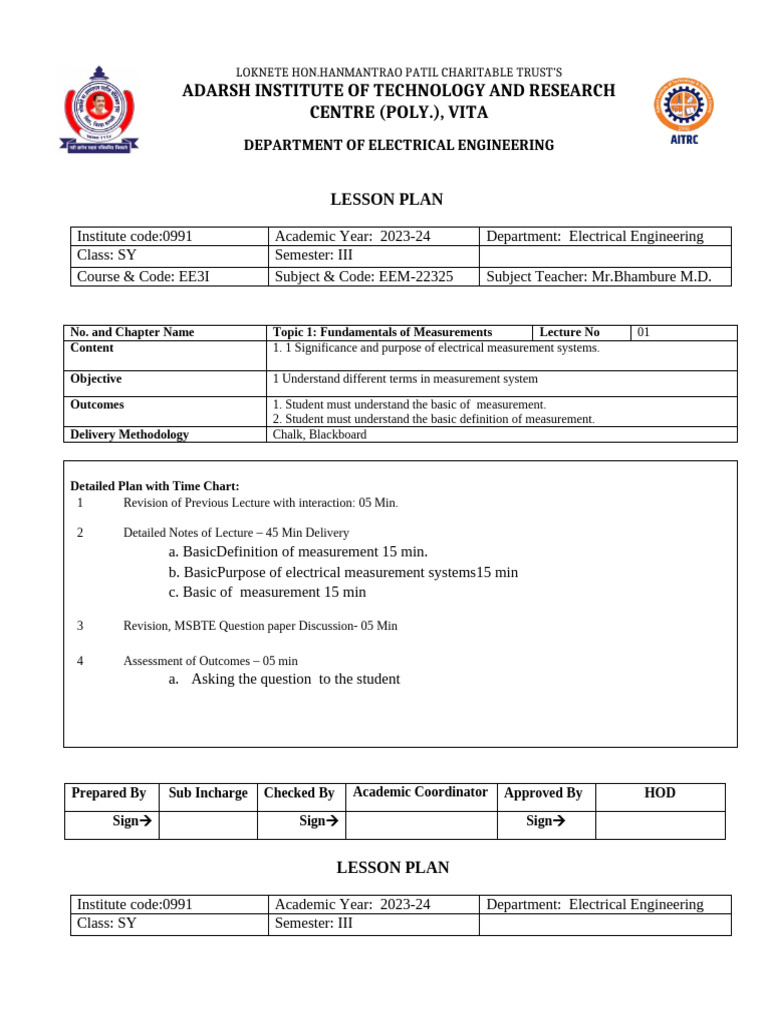 Lesson Plan EEM | PDF | Lesson Plan | Methodology