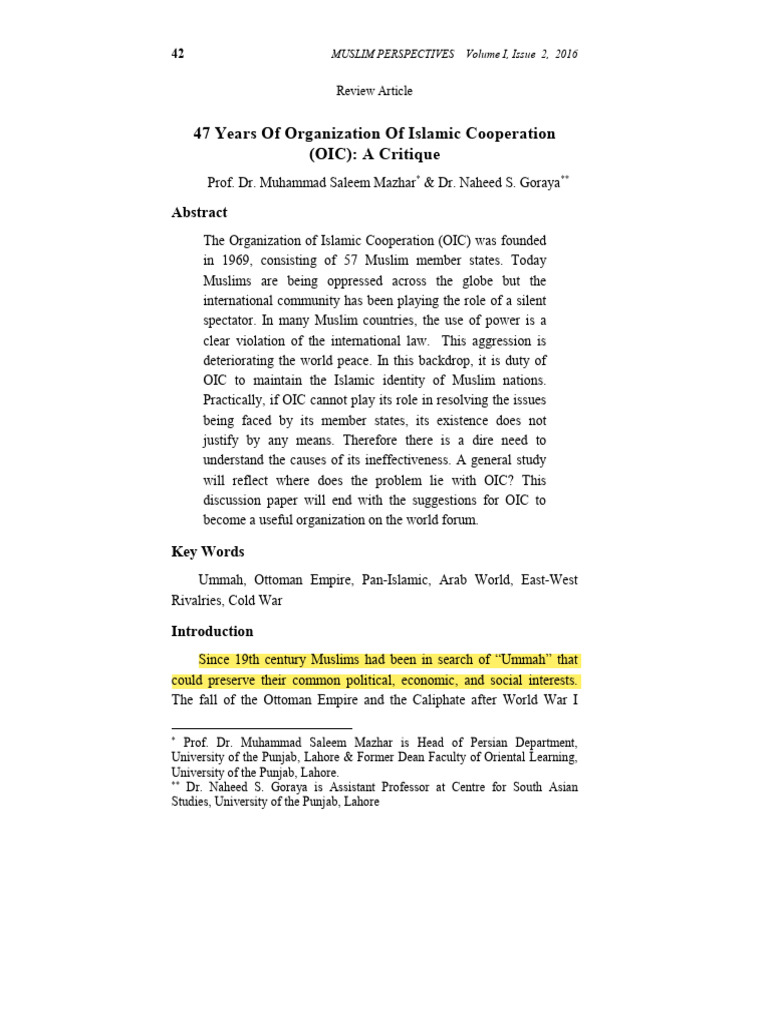 Successes and Failures of Regional Integration in The Muslim World ...