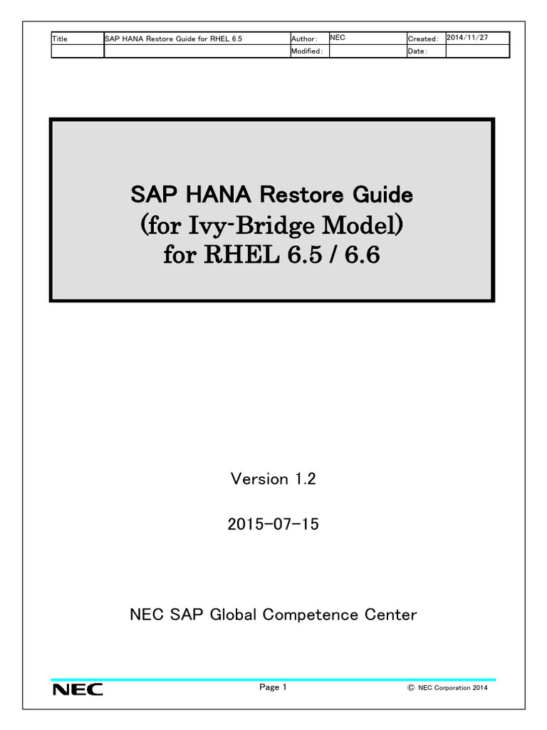 SAP HANA Restore Guide A2040b RHEL | PDF | Booting | File System