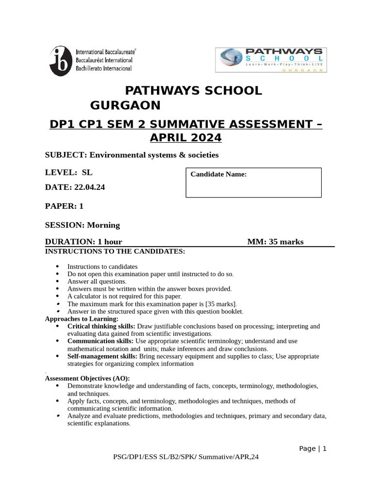 DP1 Ess Sa Apr QP | PDF | Methodology | Cognition