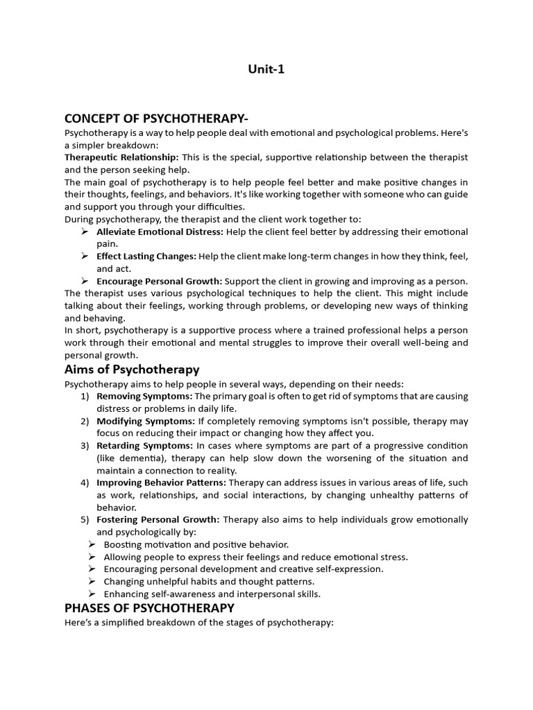 PSYCHOTHERAPY Notes | PDF | Cognitive Therapy | Psychotherapy