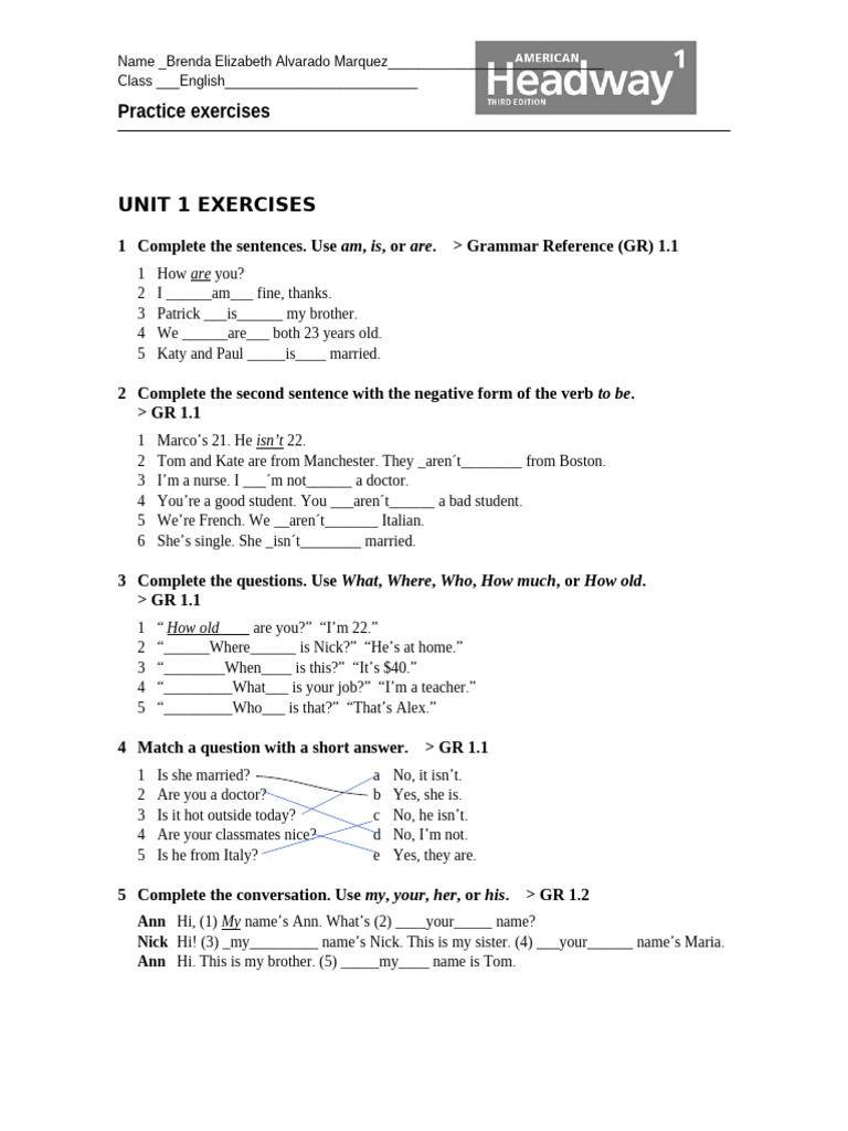 Unit 1 Exercises | PDF
