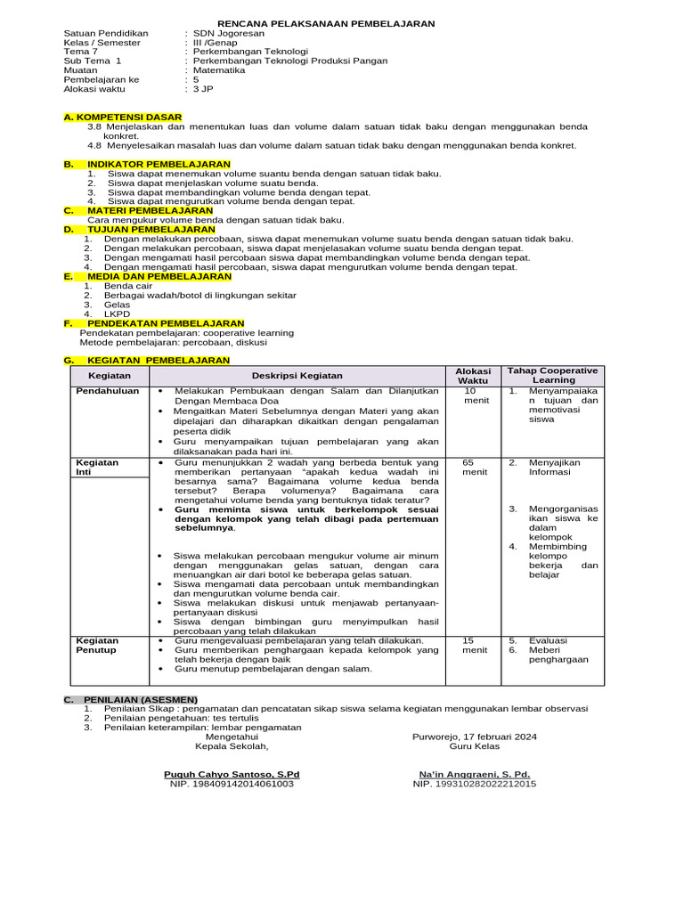 RPP Observasi Semester Gasal 2024 | PDF | Pengembangan Diri