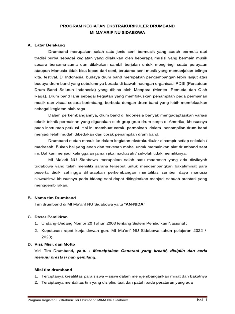 Program Ekstra Drumband | PDF