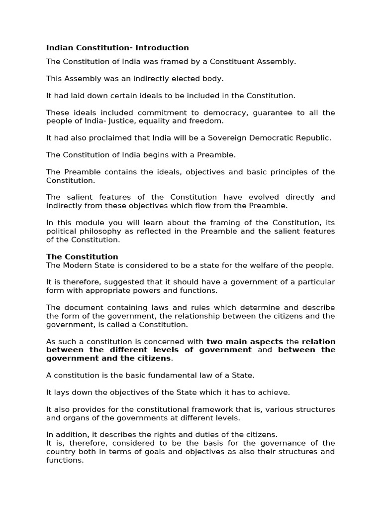 Indian Constitution - Introduction | PDF | Constitution | Governance
