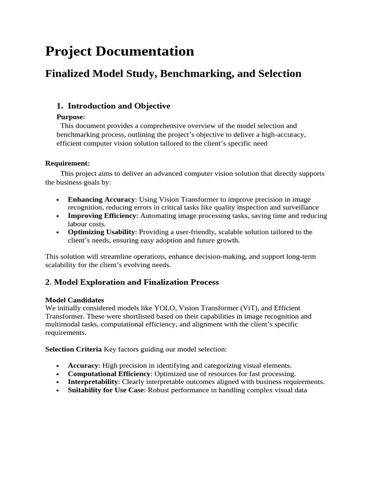 Final Model Study and Benchmarking For Computer Vision Solution | PDF ...