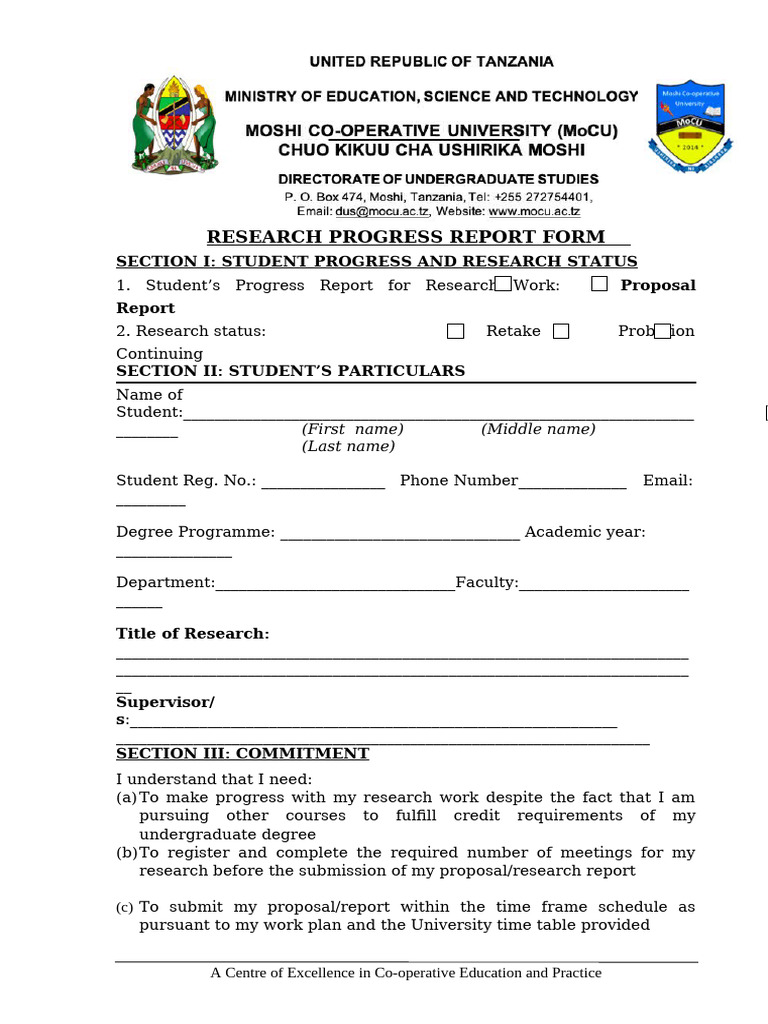 Student Research Progress Report Form | PDF | Career & Growth