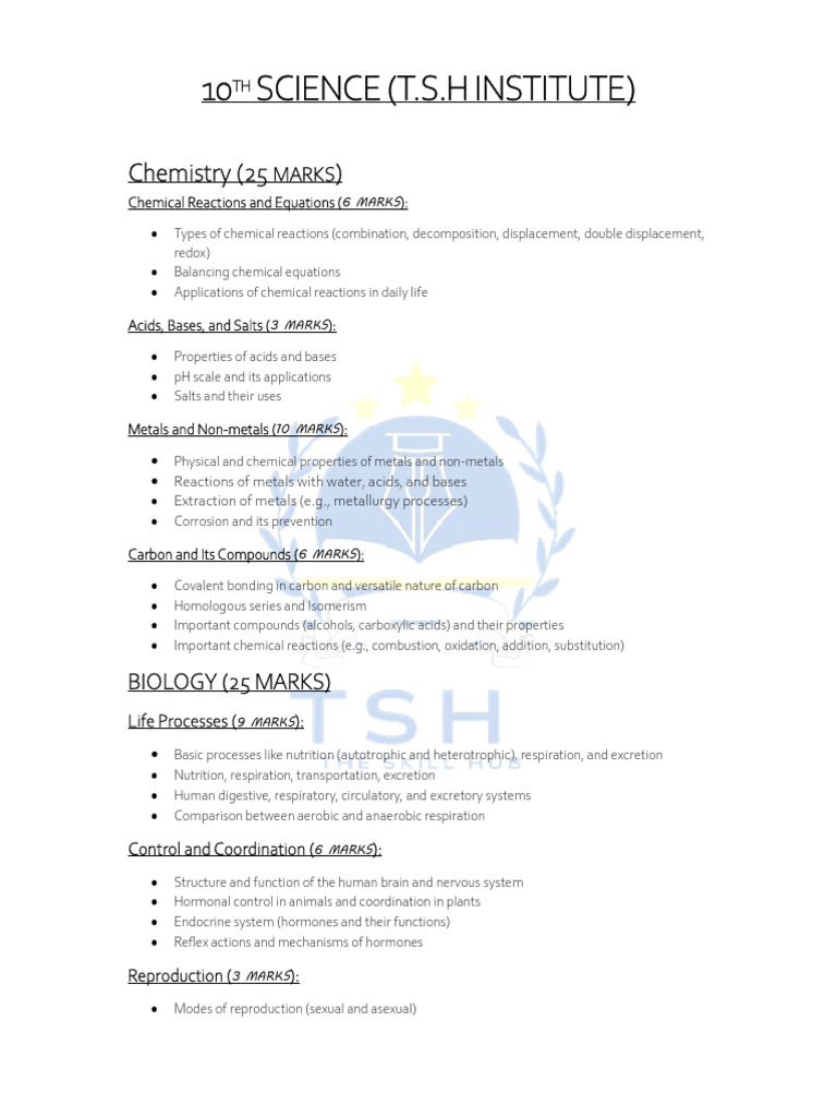 10th Grade Science Exam Guide | PDF | Chemical Reactions | Electric Current