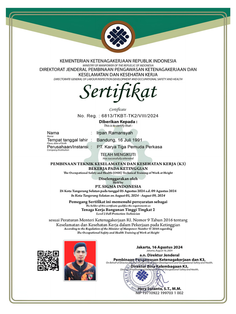 Sertifikat Irpan | PDF