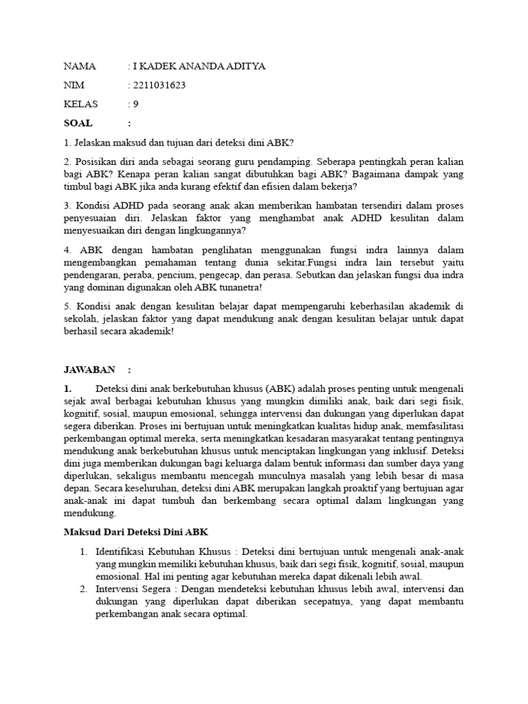 Uts Kelas 9 - 2211031623 - I Kadek Ananda Aditya | PDF