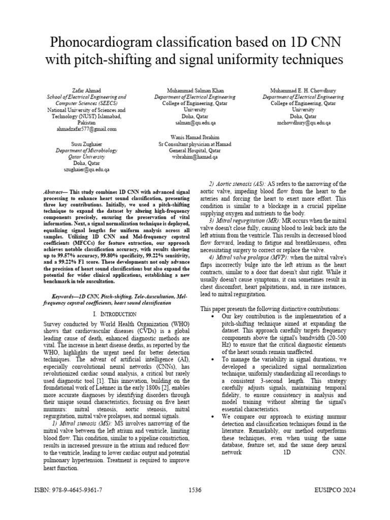 Phonocardiogram Classification Based On 1D CNN With Pitch-Shifting and Signal Uniformity ...