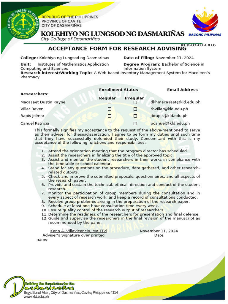 Advising Letter PM | PDF | Thesis