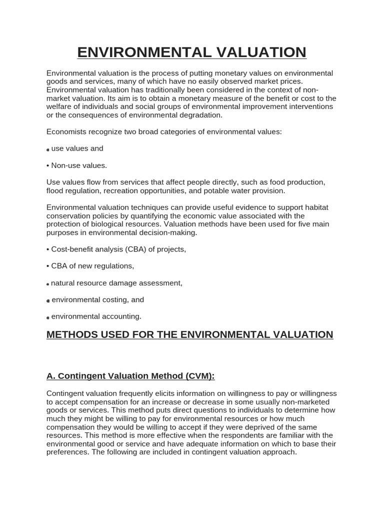 Environmental Valuation Methods | PDF | Valuation (Finance) | Demand