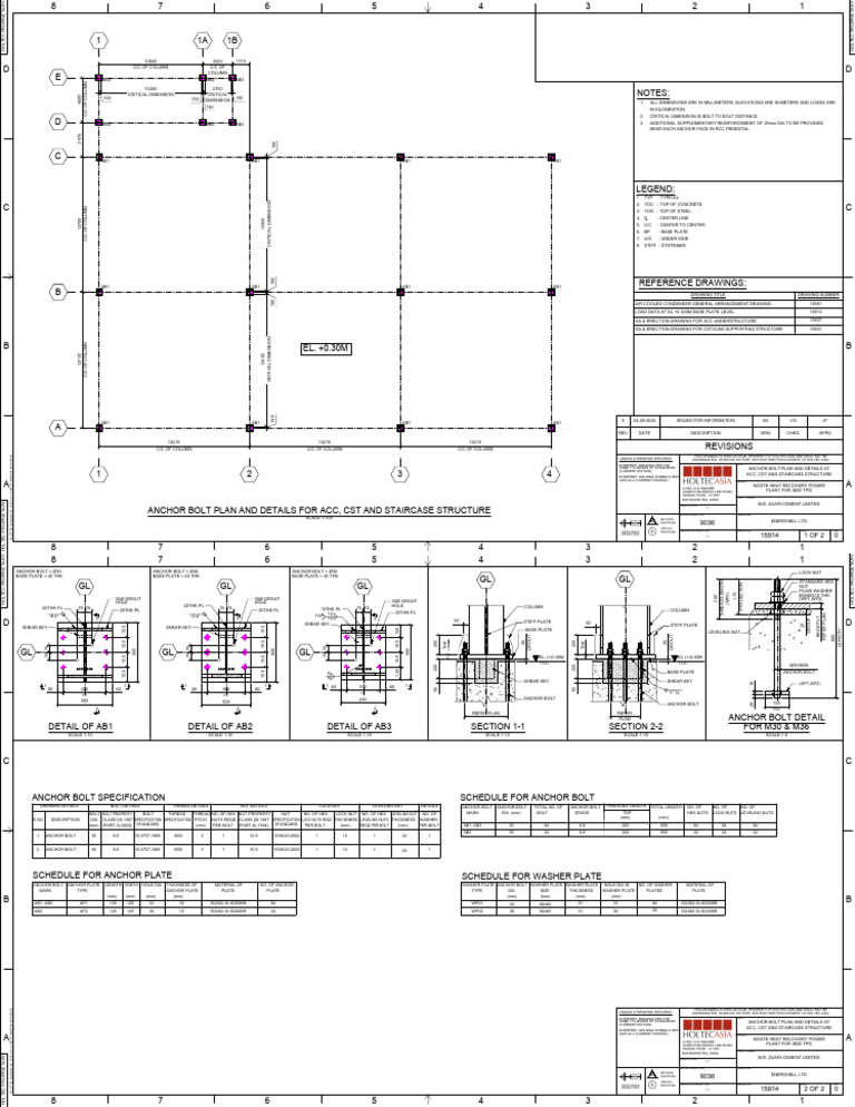R0 - Preliminary Base Plate Anchor Bolt Layout & Details | PDF | Screw ...
