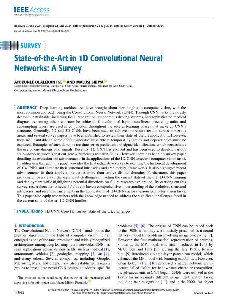 State Of The Art In 1d Convolutional Neural Networks A Survey Pdf Artificial Neural Network