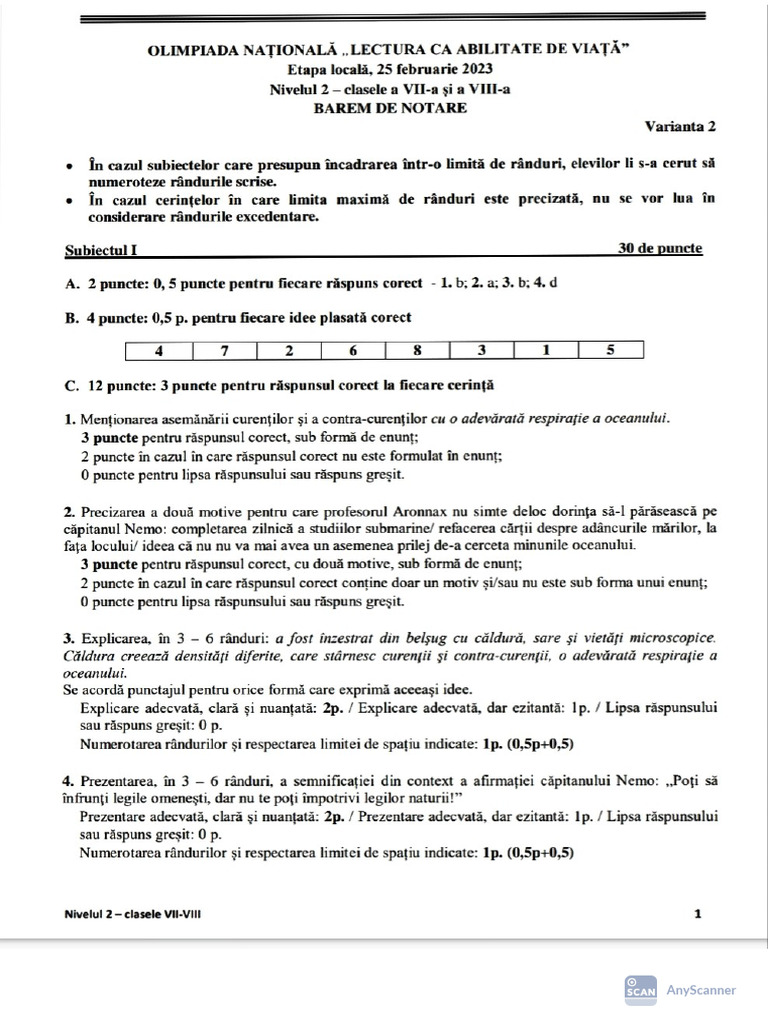 Barem-Subiecte OLAV | PDF