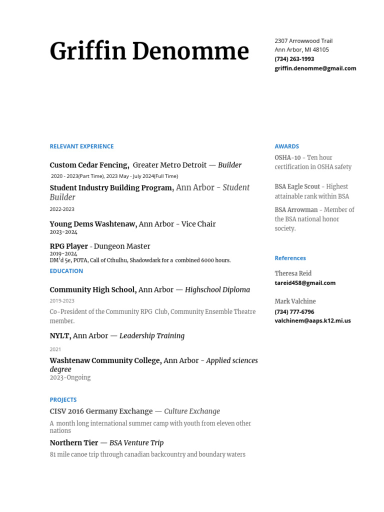 Griffin Denomme Resume (Nerd) - Removed | PDF
