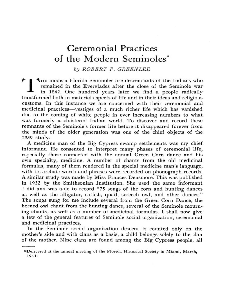 Modern Seminole Ceremony | PDF | Seminole