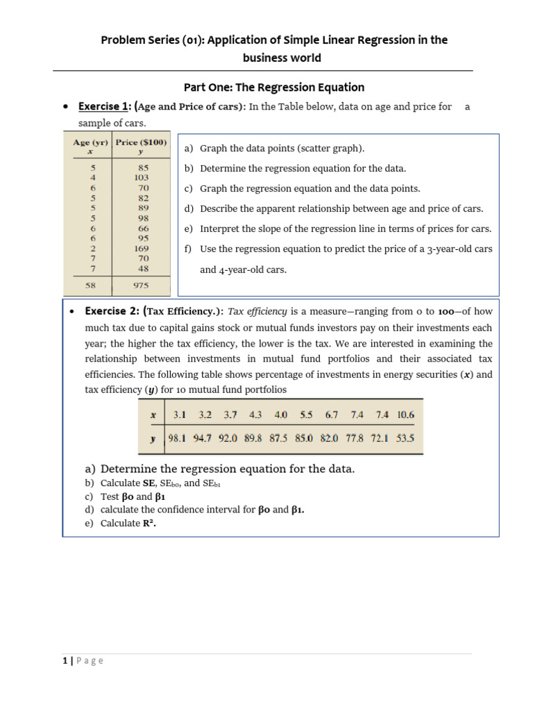 Exercise 1: ( | PDF | Linear Regression | Regression Analysis