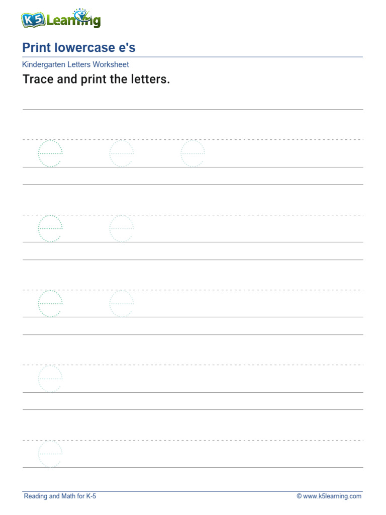 Printing Lowercase Letters e | PDF