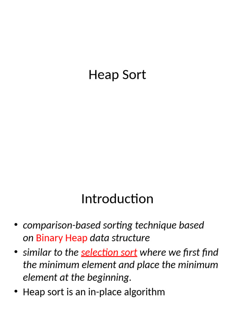 Heap Sort | PDF | Algorithms | Computer Programming Heap Sort | PDF | Algorithms | Computer Programming