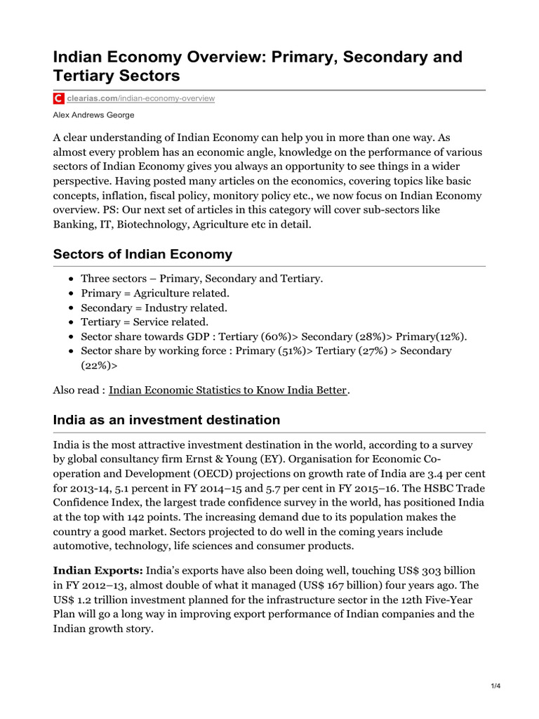 Indian Economy Overview: Key Sectors | PDF | Economy Of India | Economies