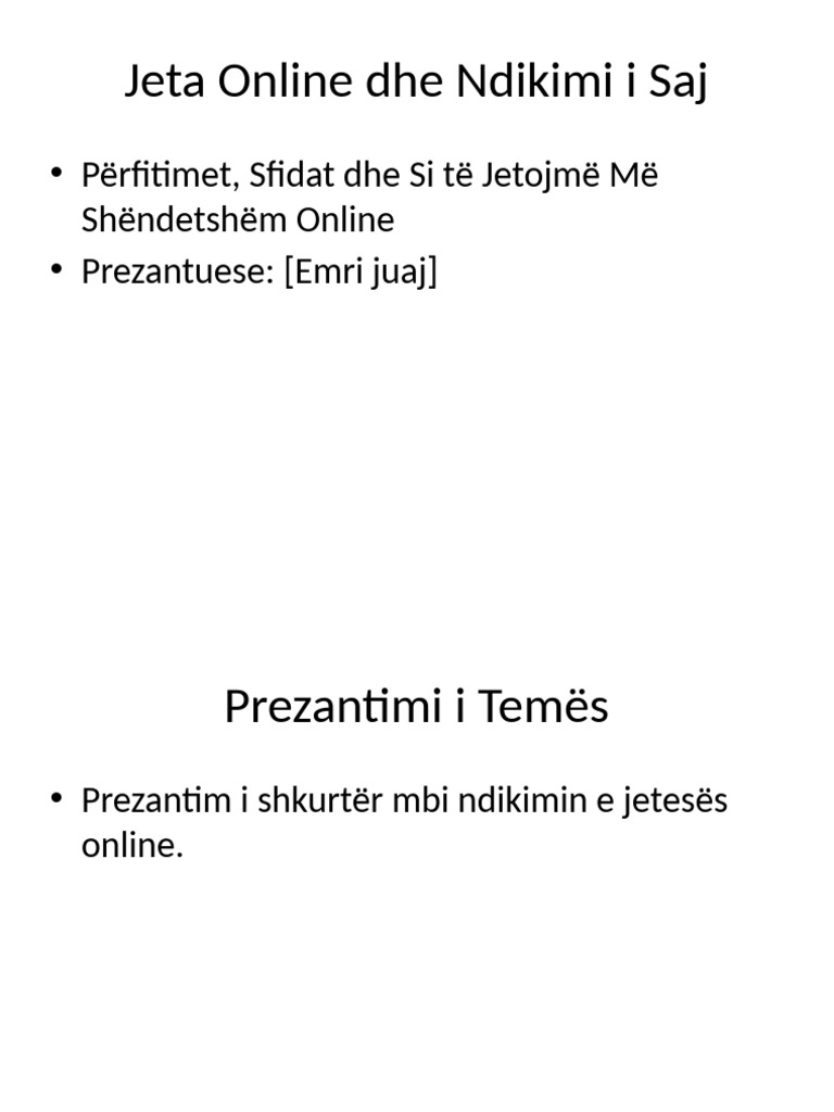 Jeta Online Prezantim | PDF