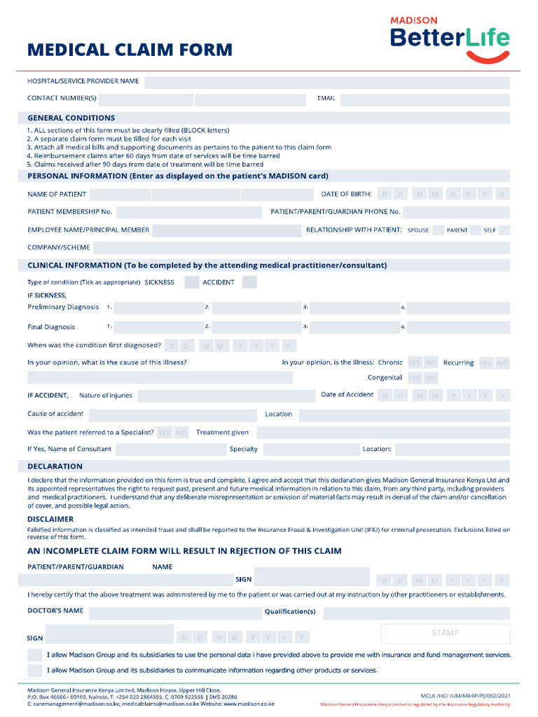 MGIK Medical Claim Form | PDF