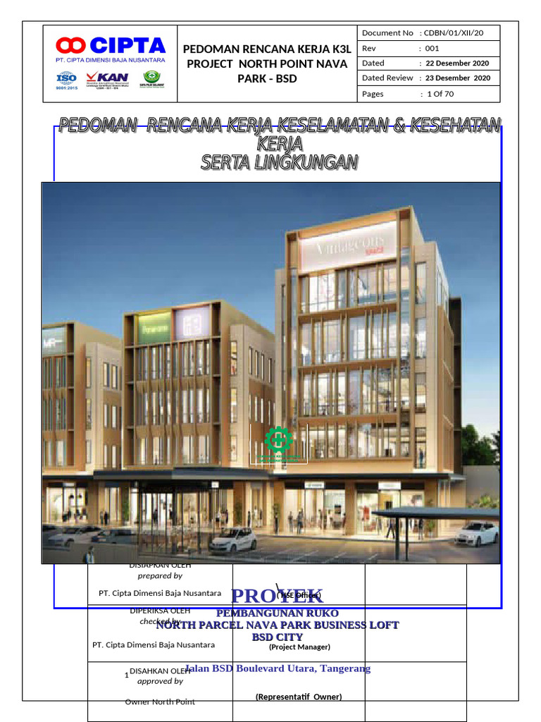 Pedoman K3L Proyek North Point BSD | PDF
