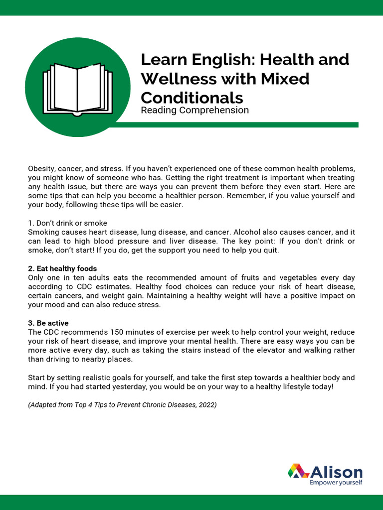 Learn English: Health and Wellness With Mixed Conditionals: Reading ...