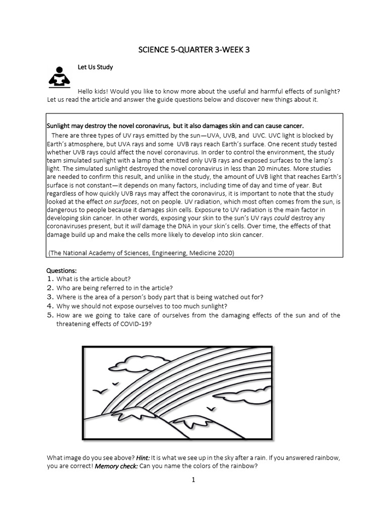 Q3 Science 5 Module 3333333 | PDF | Ultraviolet | Rainbow