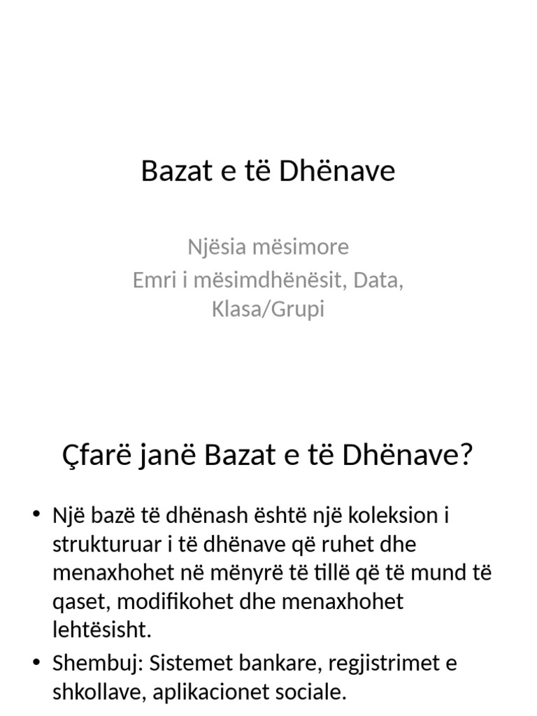 Bazat e Te Dhenave | PDF