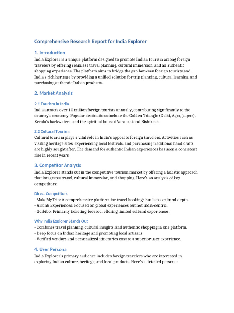 India Explorer Research Report | PDF | Tourism | Social Media