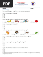 Pagsasanay Sa Pagsulat at Pagbasa Sa Filipino Worksheet | PDF