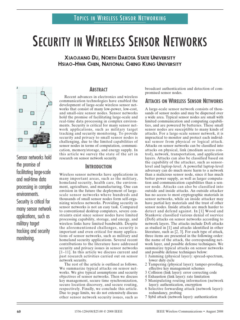 Security Challenges in Wireless Sensor Networks | PDF | Computer ...