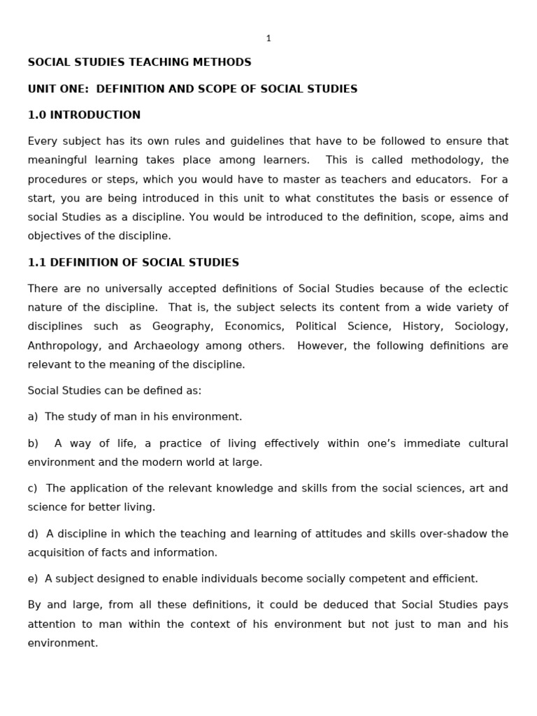 Social Studies Teaching Methods Notes | PDF | Teachers | Lesson Plan