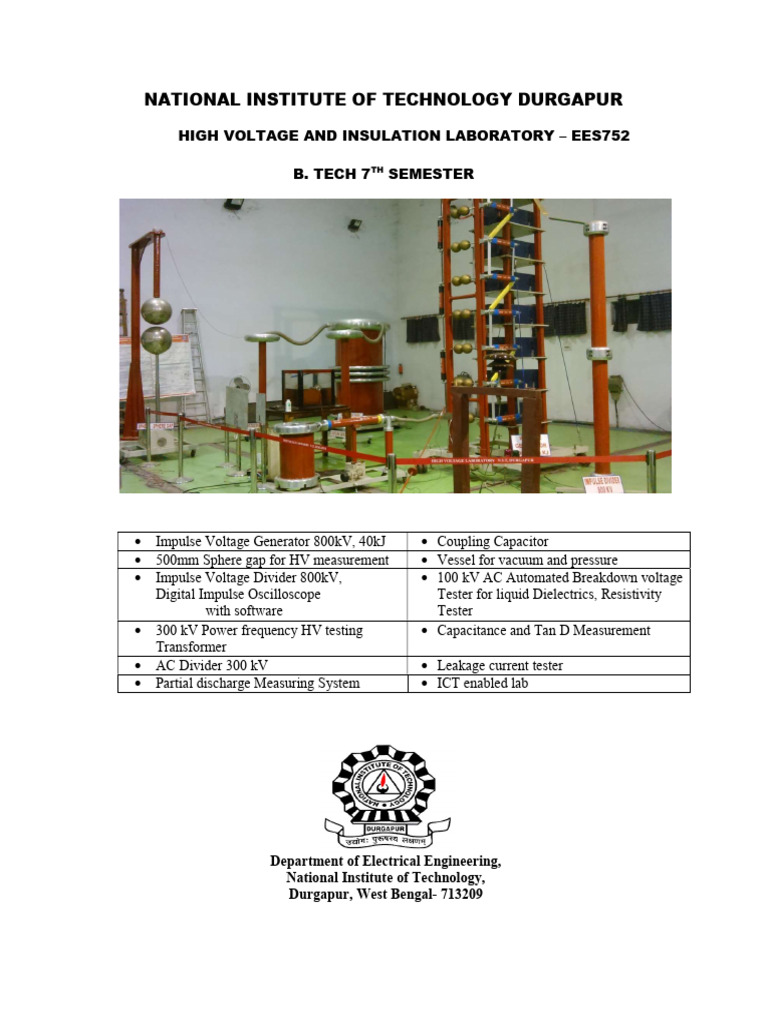 B.tech - 7TH Sem - High Voltage and Insulation Laboratory - Ees752 ...